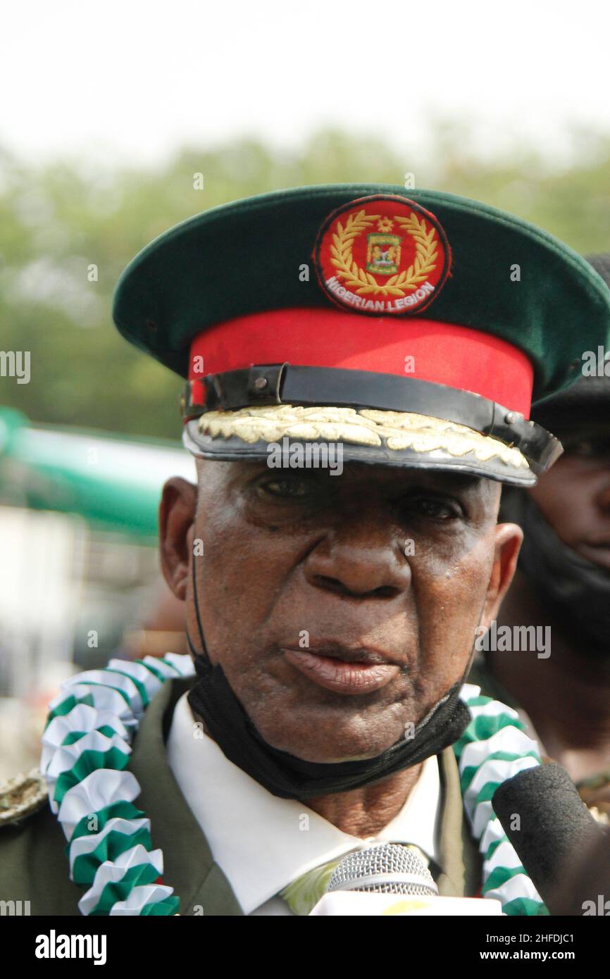 Lagos, Nigeria. 15th Jan, 2022. Chairman, Nigerian Legion, Lagos State chapter, Retired Col ...