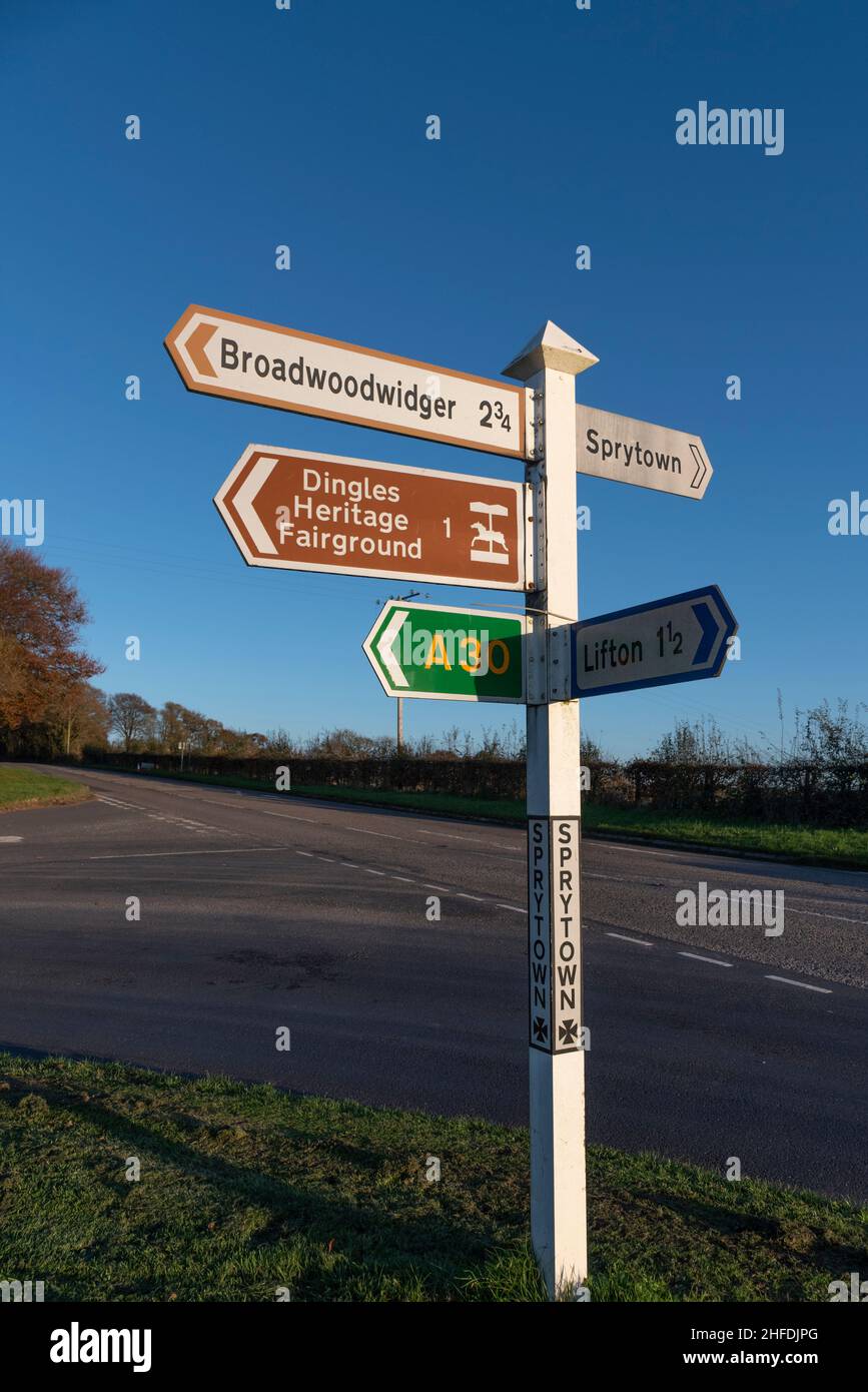 Road sign for motorists alongside a Devon highway, England, UK Stock ...