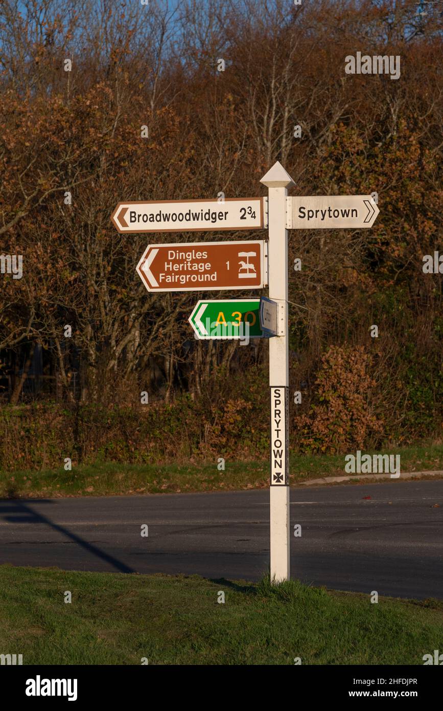Road sign for motorists alongside a Devon highway, England, UK Stock ...