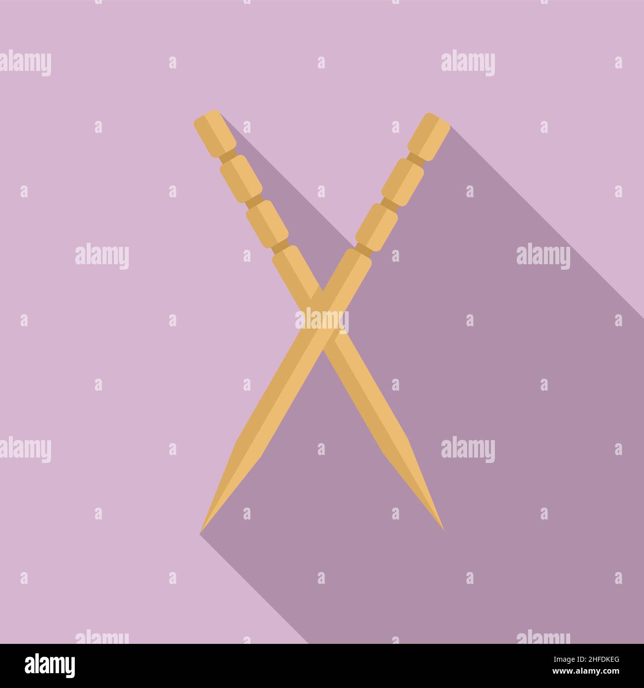 Crossed toothstick icon flat vector. Tooth stick. Wood olive stick ...