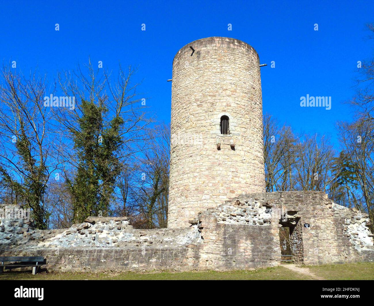 old watchtower of castle Stolzenberg Stock Photo - Alamy