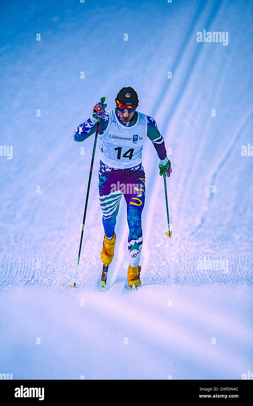 Todd Boonstra (USA) competing in the men's 10km cross country skiing at the 1994 Olympic Winter ...