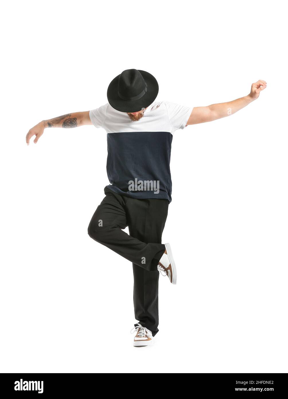 Cool dancing young man isolated on white Stock Photo - Alamy