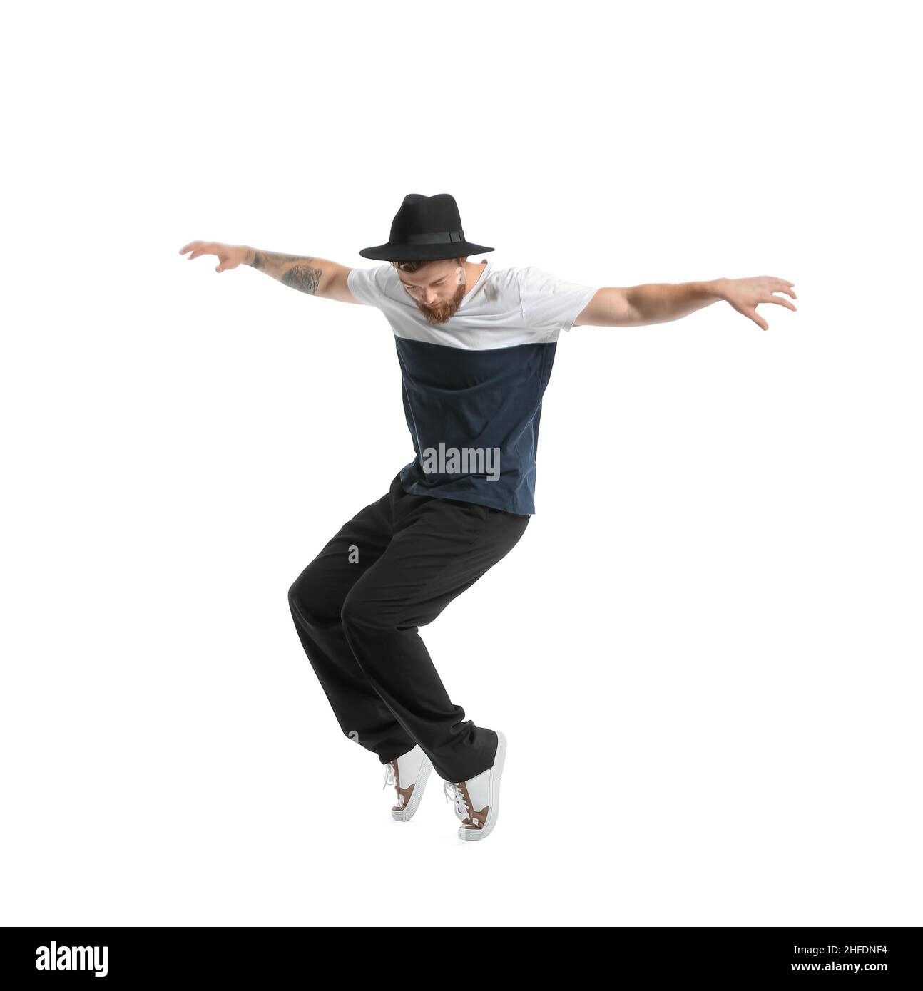 Cool dancing young man isolated on white Stock Photo - Alamy