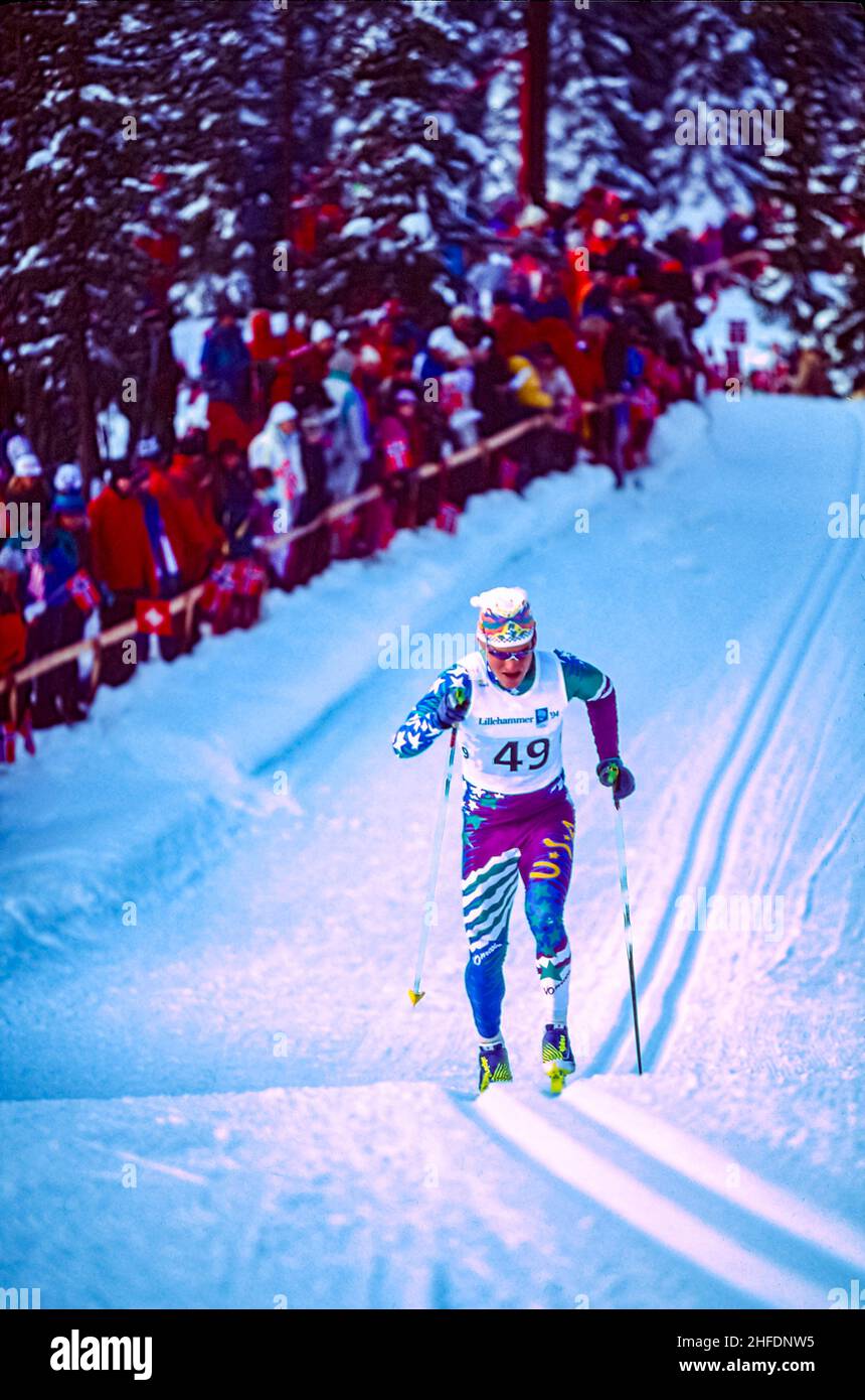 Luke Bodensteiner (USA) competing in the men's 10km cross country ...