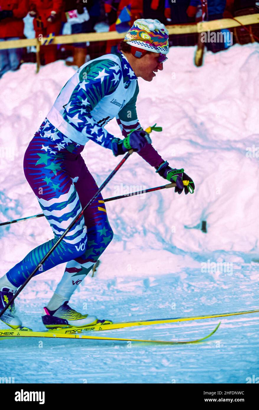 Luke Bodensteiner (USA) competing in the men's 10km cross country ...