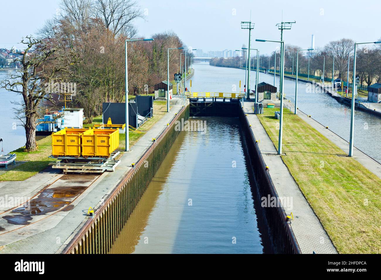 watergate griesheim at river Main Stock Photo - Alamy