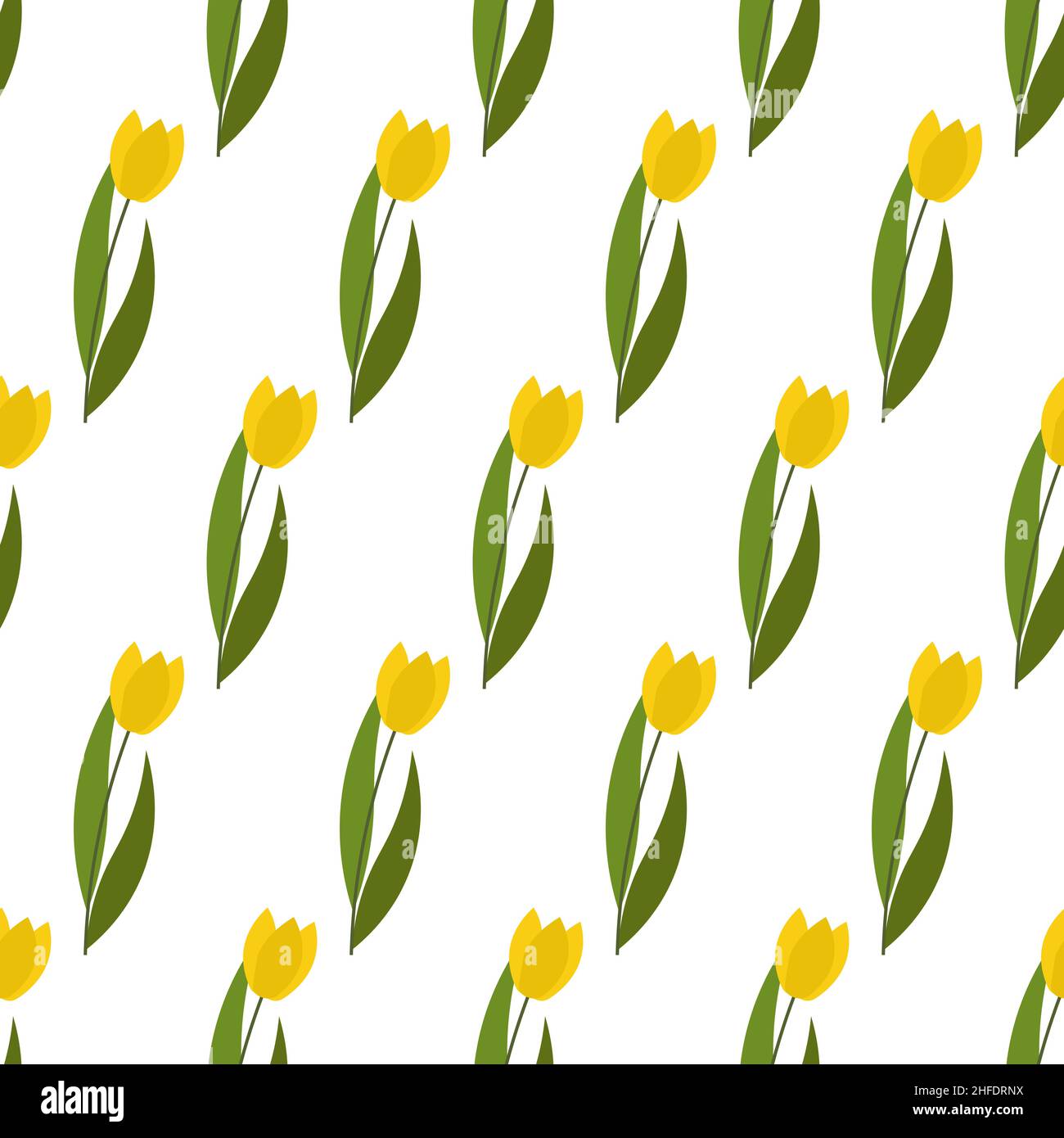 Floral pattern with yellow tulips. Vector illustration isolated on ...
