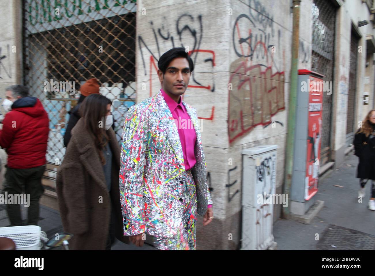 Milan, Italy. 15th Jan, 2022. (INT) Menswear during Milan Fashion Week ...