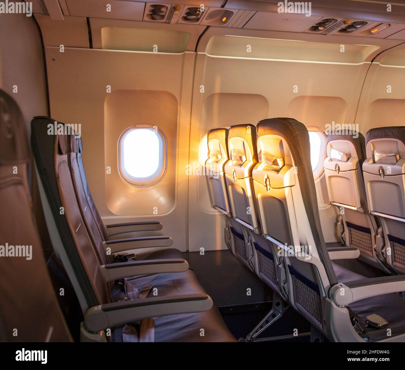 sunrise inside the cabin of a modern aircraft Stock Photo - Alamy