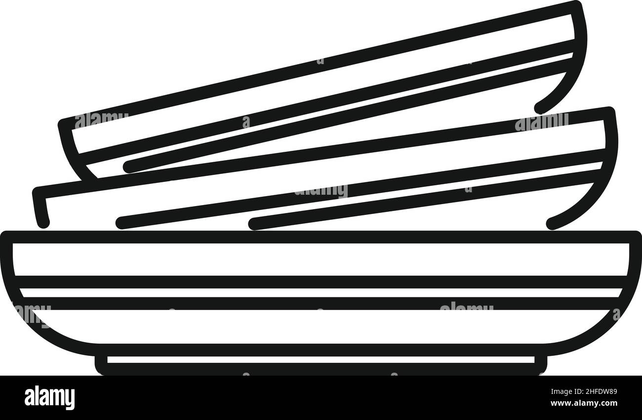 Plate stack icon outline vector. Dish food. Table lunch Stock Vector ...