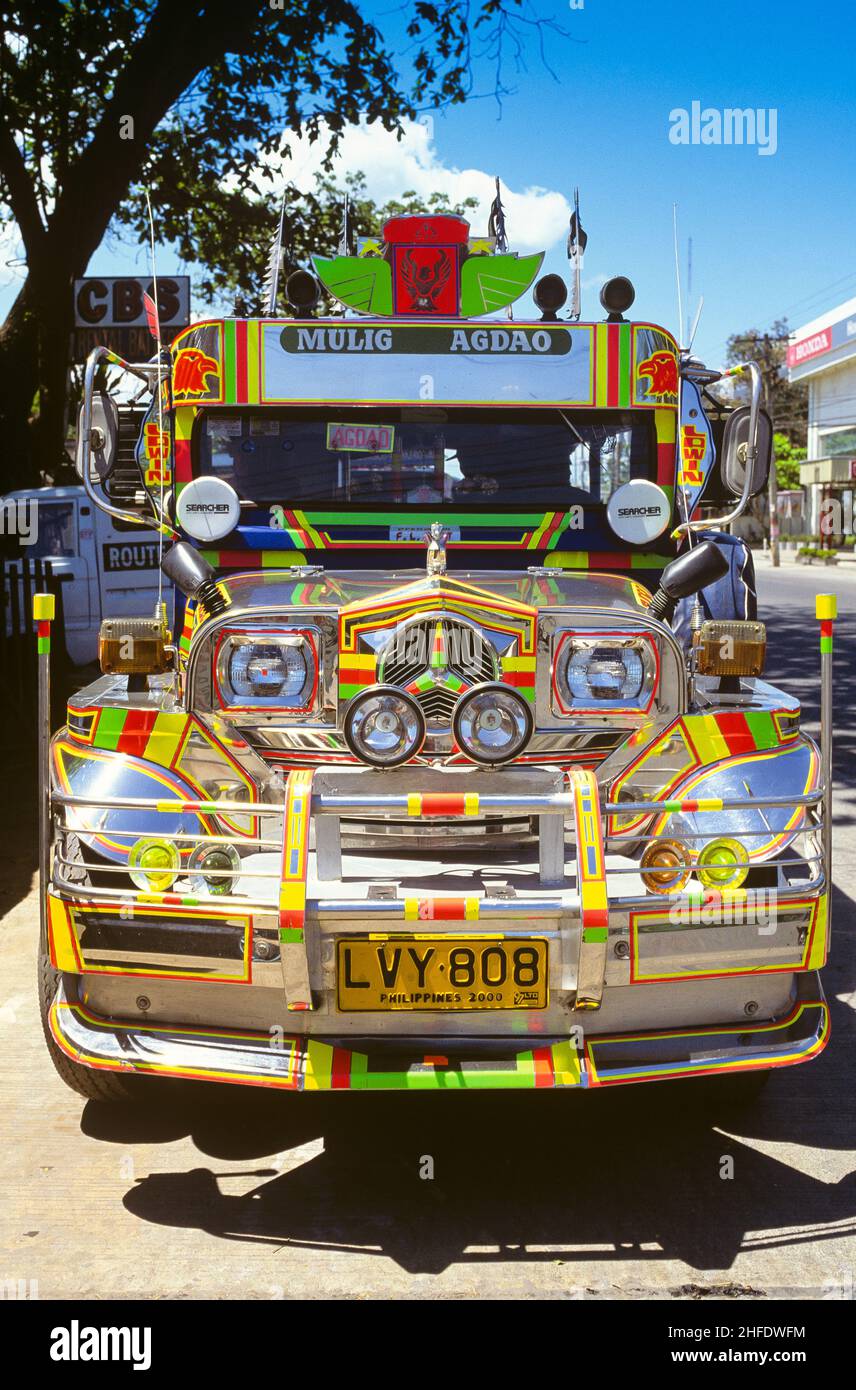 A jeepney bus in Davao City on Mindanao Island in the Philippines ...