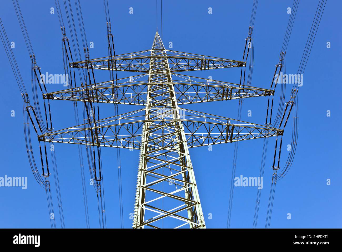 electricity tower with blue sky Stock Photo - Alamy