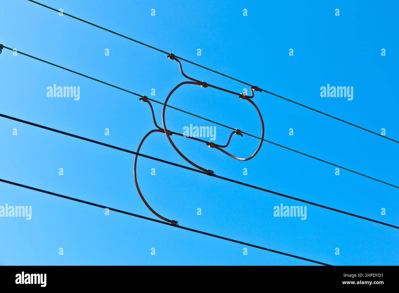 Overhead contact wires Stock Photo - Alamy