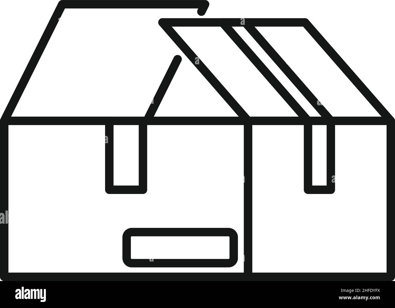 Box cardboard icon outline vector. Carton delivery. Open package Stock ...