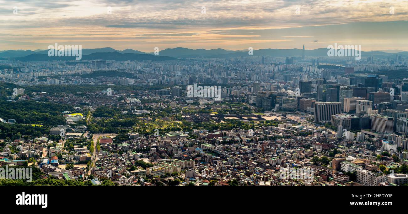 Seoul South Korea cityscape view from Inwangsan mountain on September ...