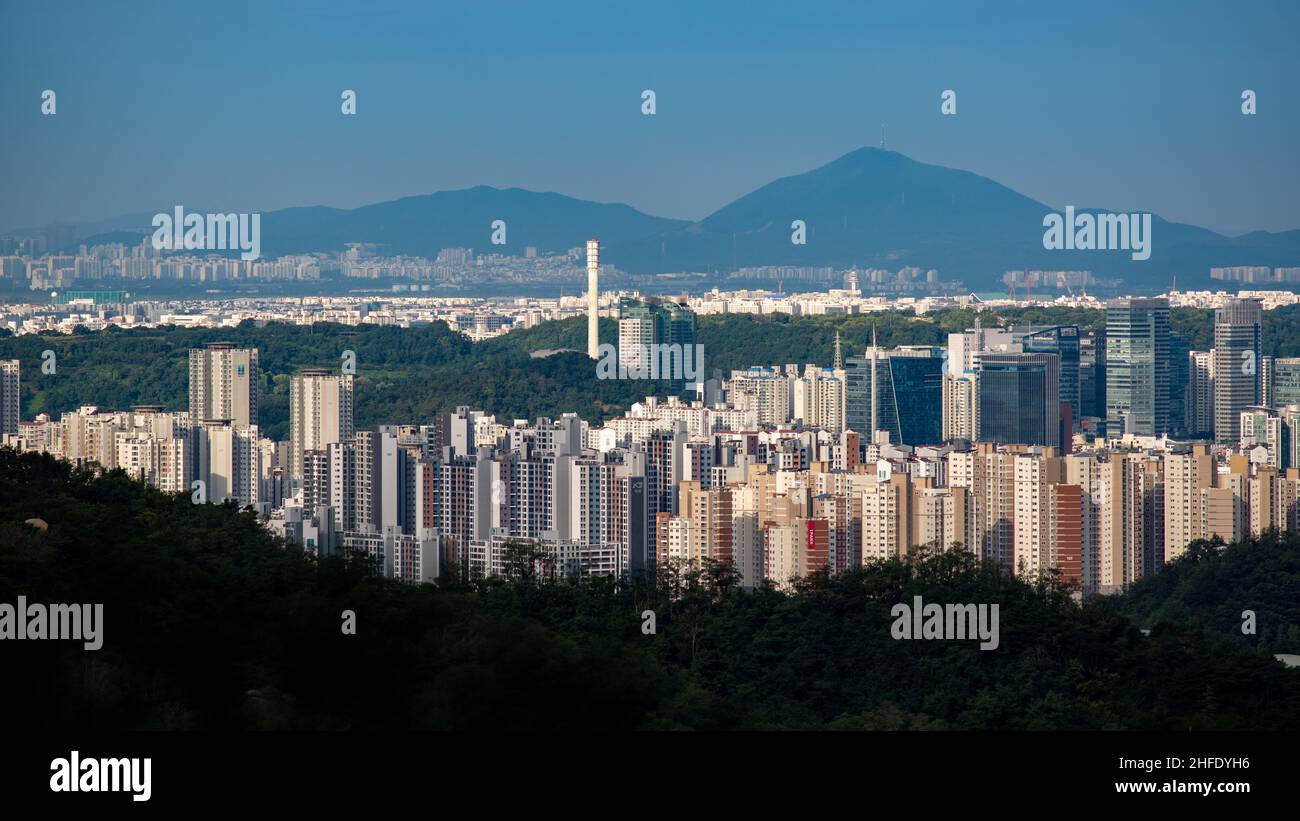 Seoul South Korea cityscape view from Inwangsan mountain on September ...