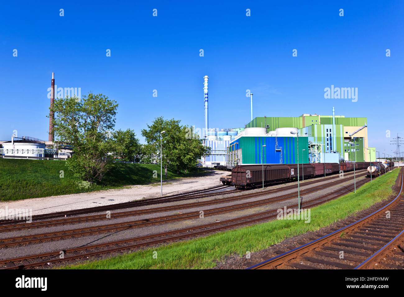 Industry park with silo and chimney Stock Photo - Alamy