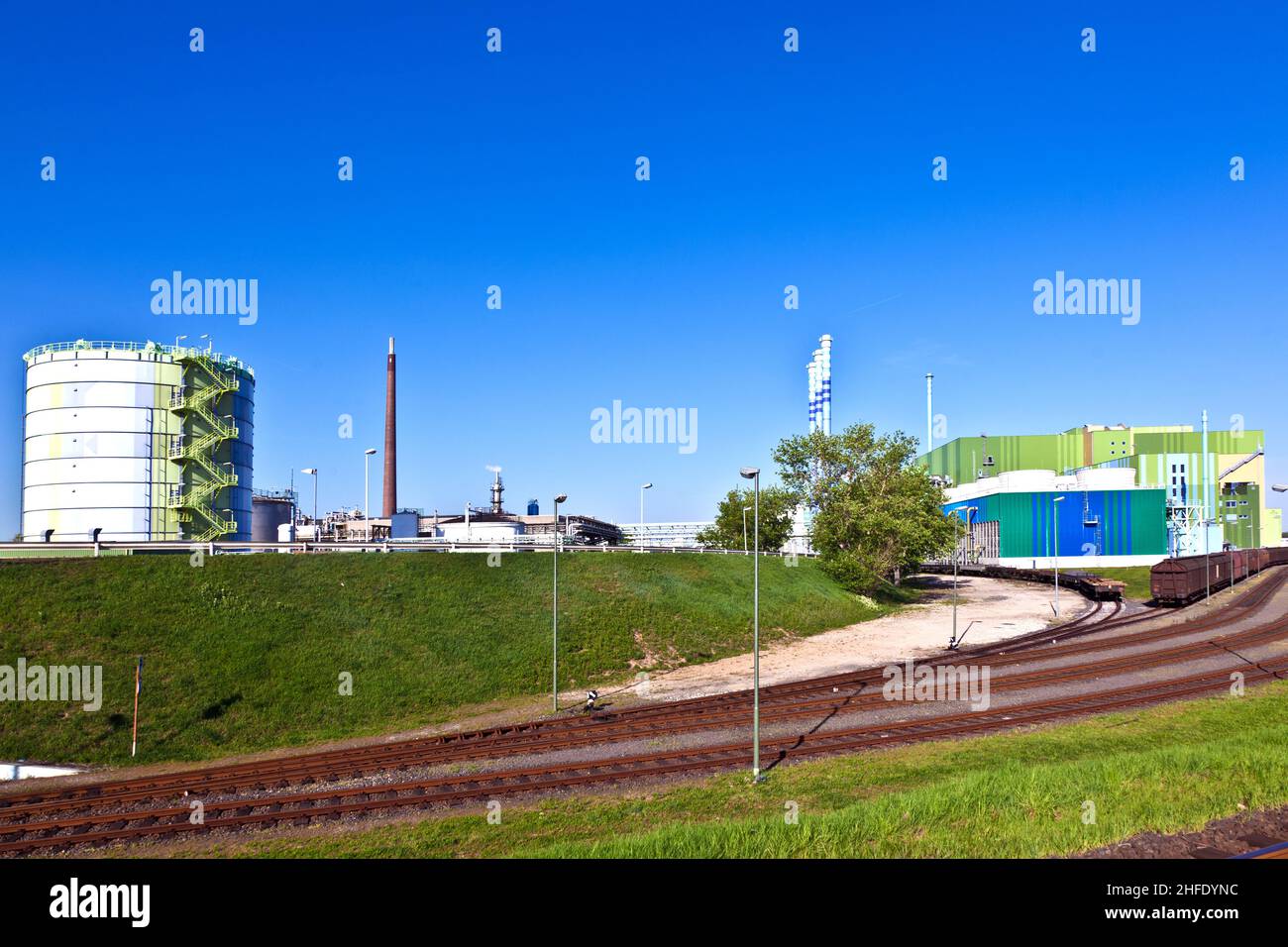 Industry park with silo and chimney Stock Photo - Alamy