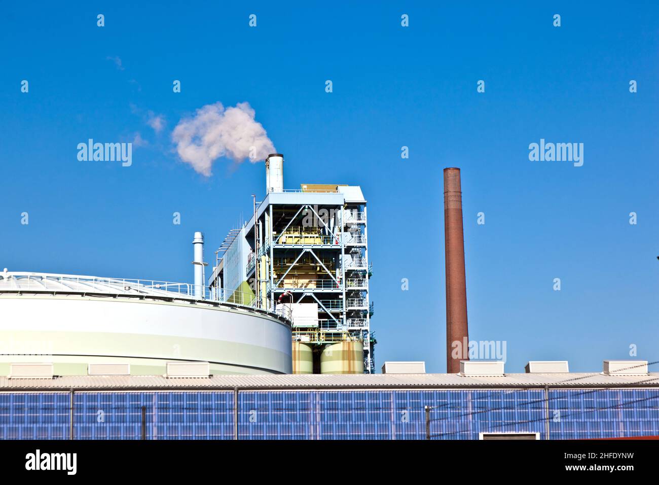 Industry park with silo and chimney Stock Photo - Alamy