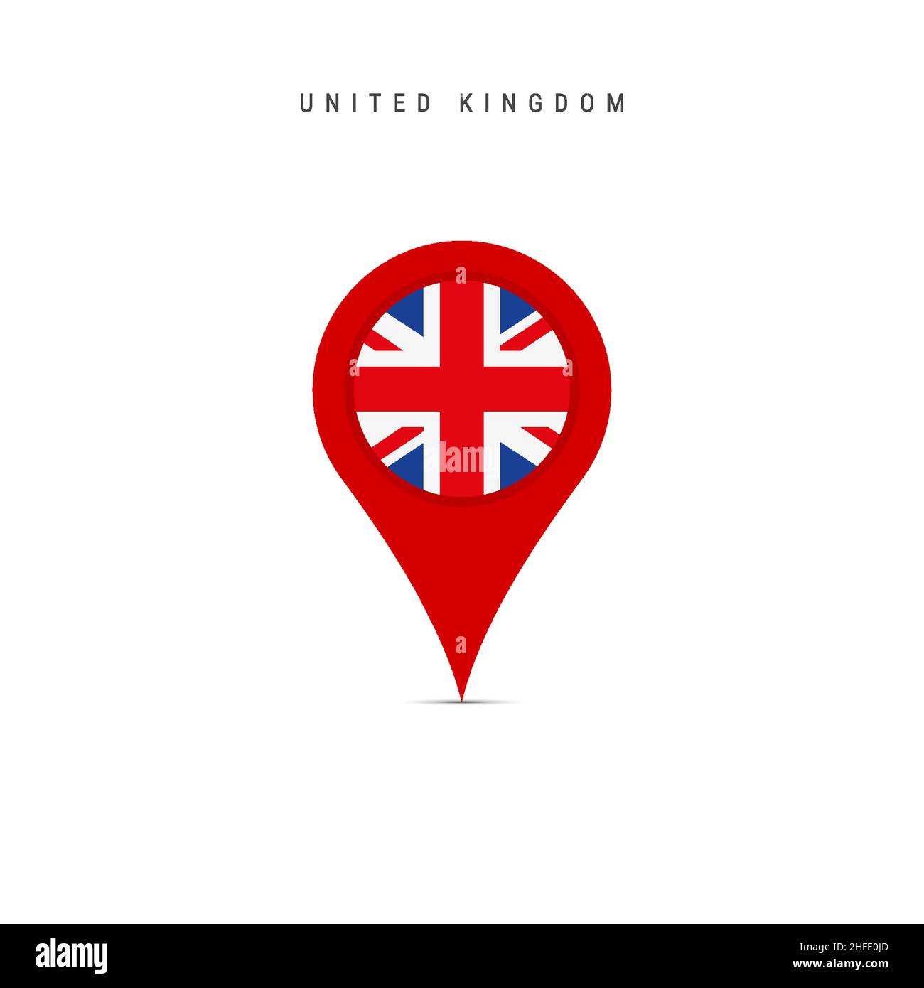 Teardrop map marker with flag of United Kingdom. British flag inserted ...
