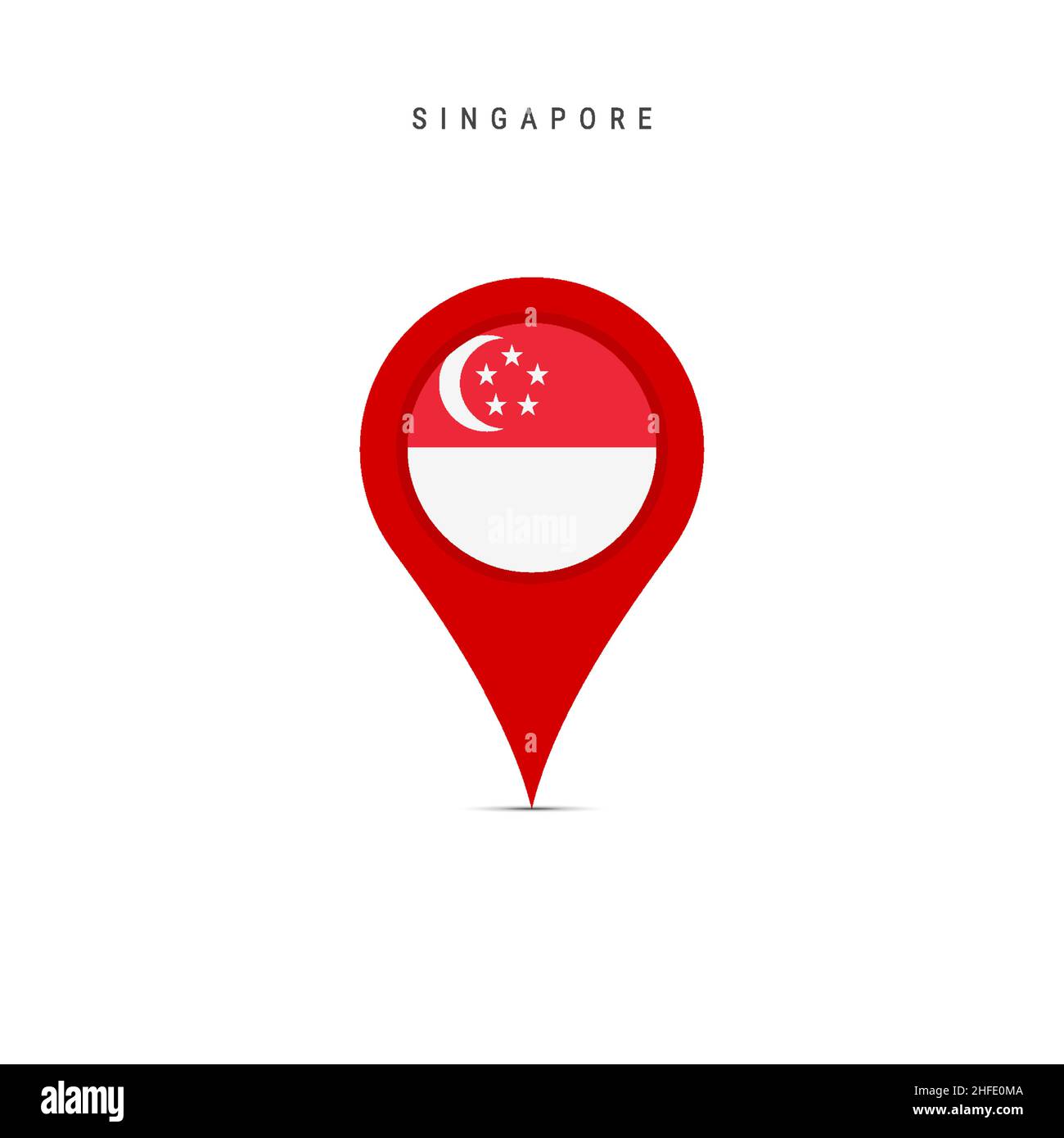 Teardrop map marker with flag of Singapore. Singaporean flag inserted ...