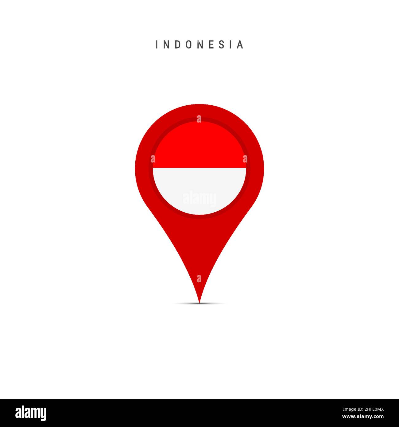 Teardrop map marker with flag of Indonesia. Indonesian flag inserted in ...