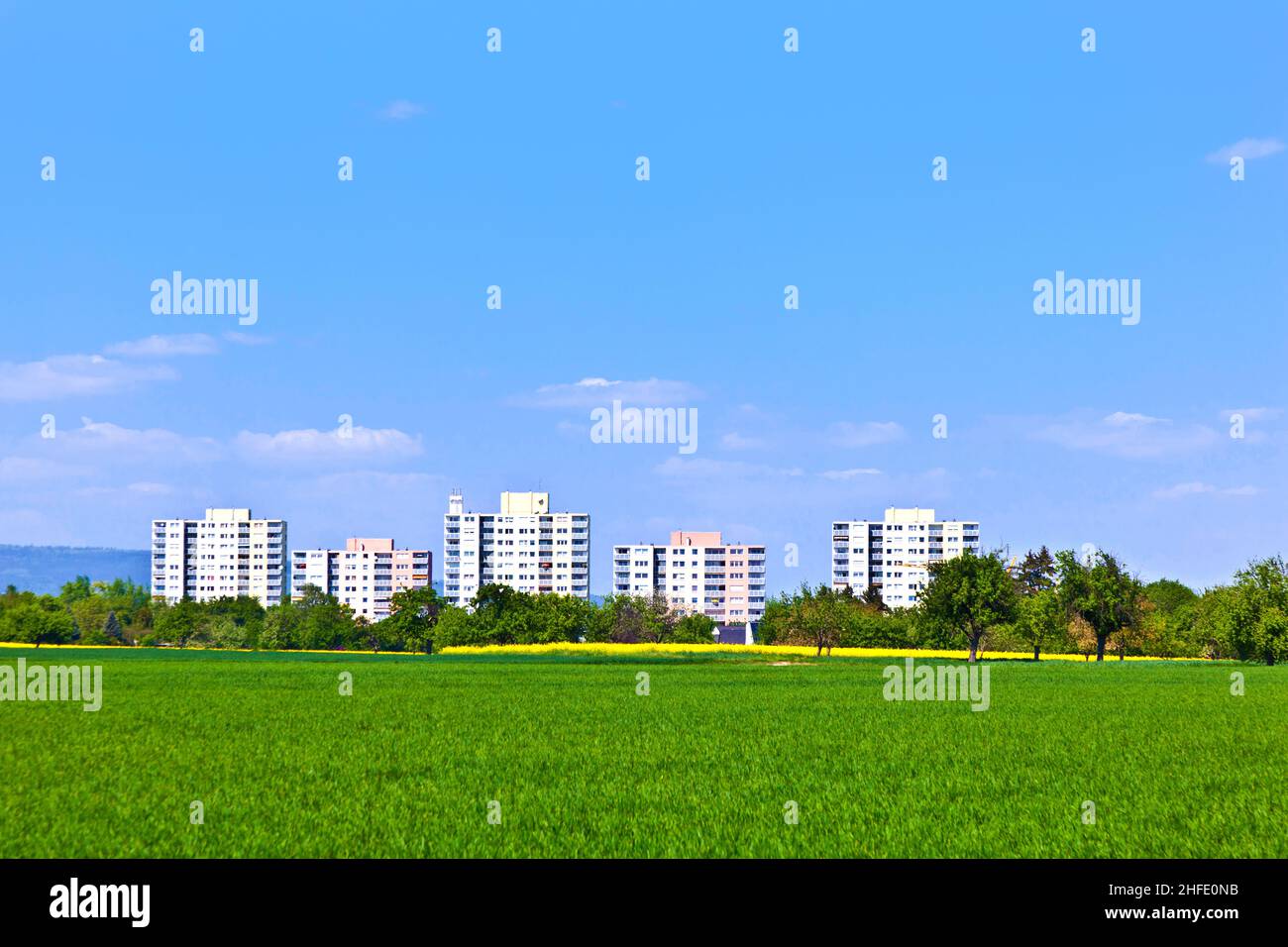 housing area in rural landscape with fields Stock Photo - Alamy