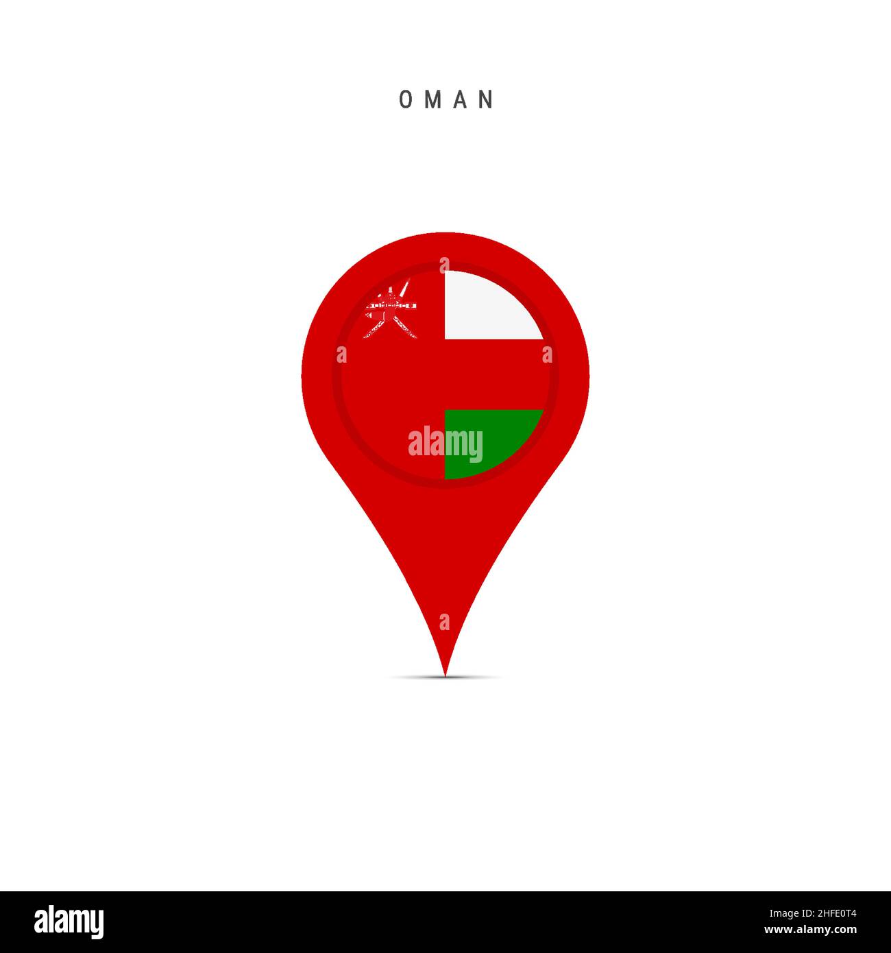 Teardrop map marker with flag of Oman. Omani flag inserted in the location map pin. Flat vector ...