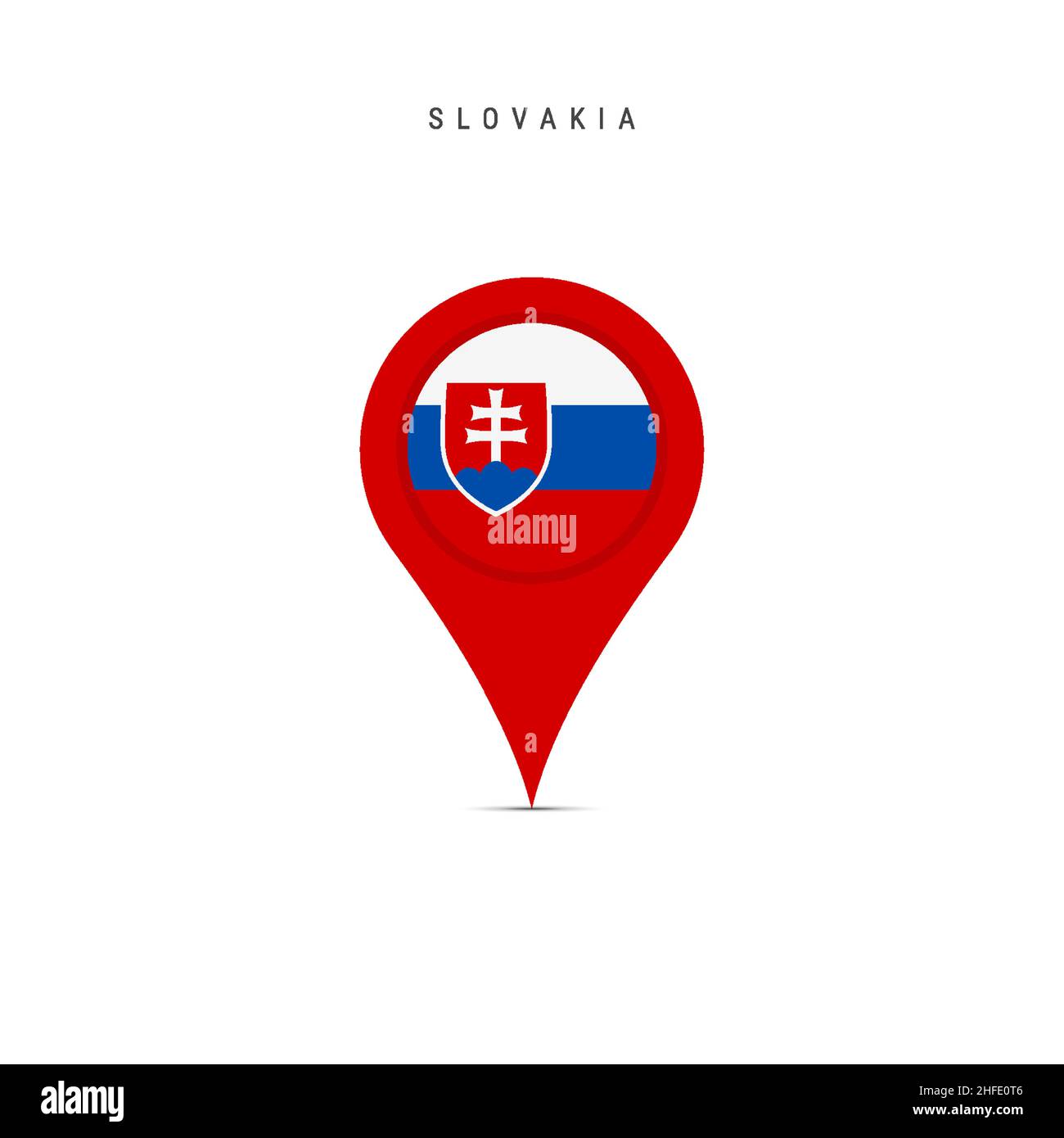 Teardrop map marker with flag of Slovakia. Slovak flag inserted in the location map pin. Flat ...
