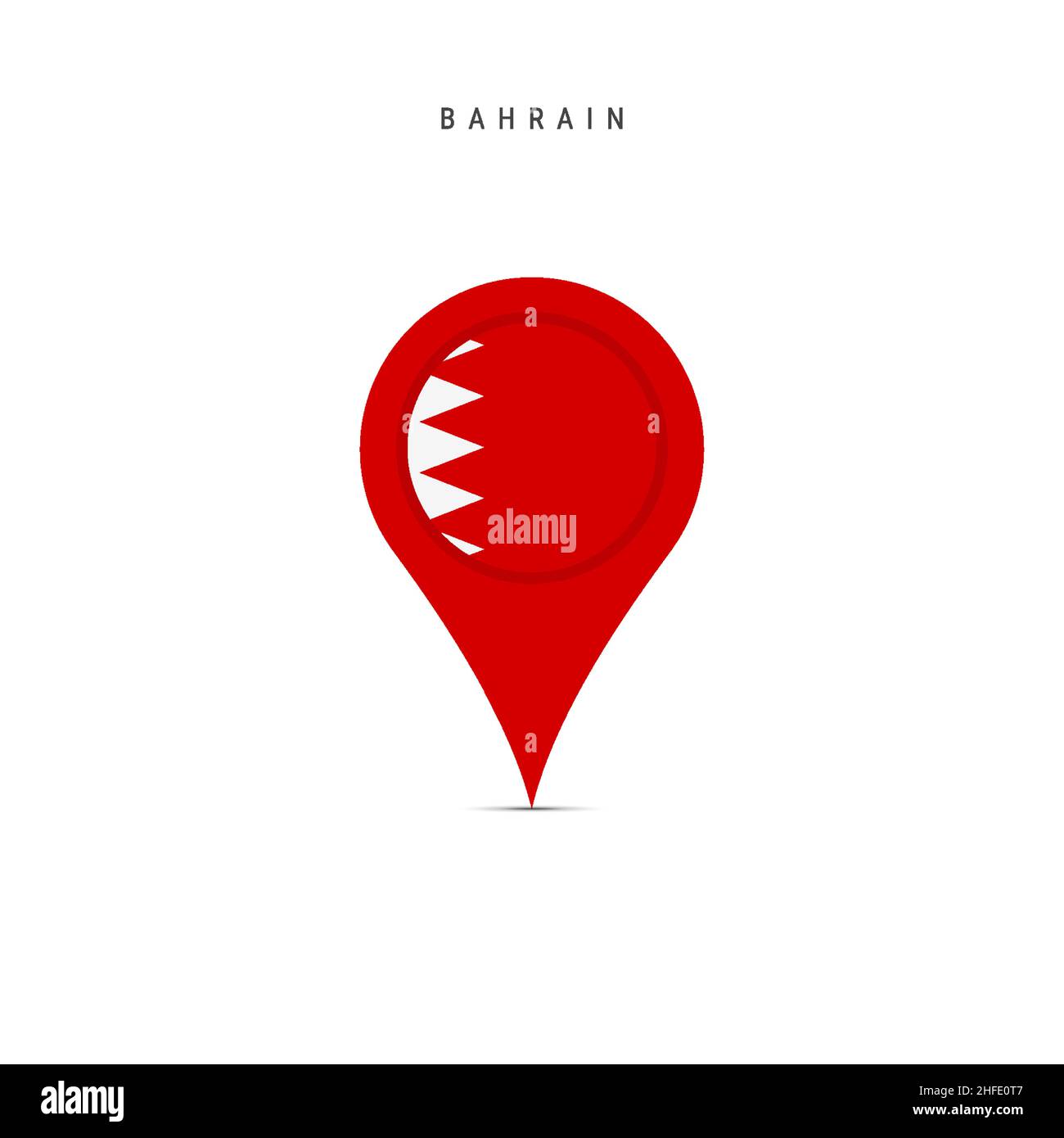 Teardrop map marker with flag of Bahrain. Bahraini flag inserted in the location map pin. Flat ...