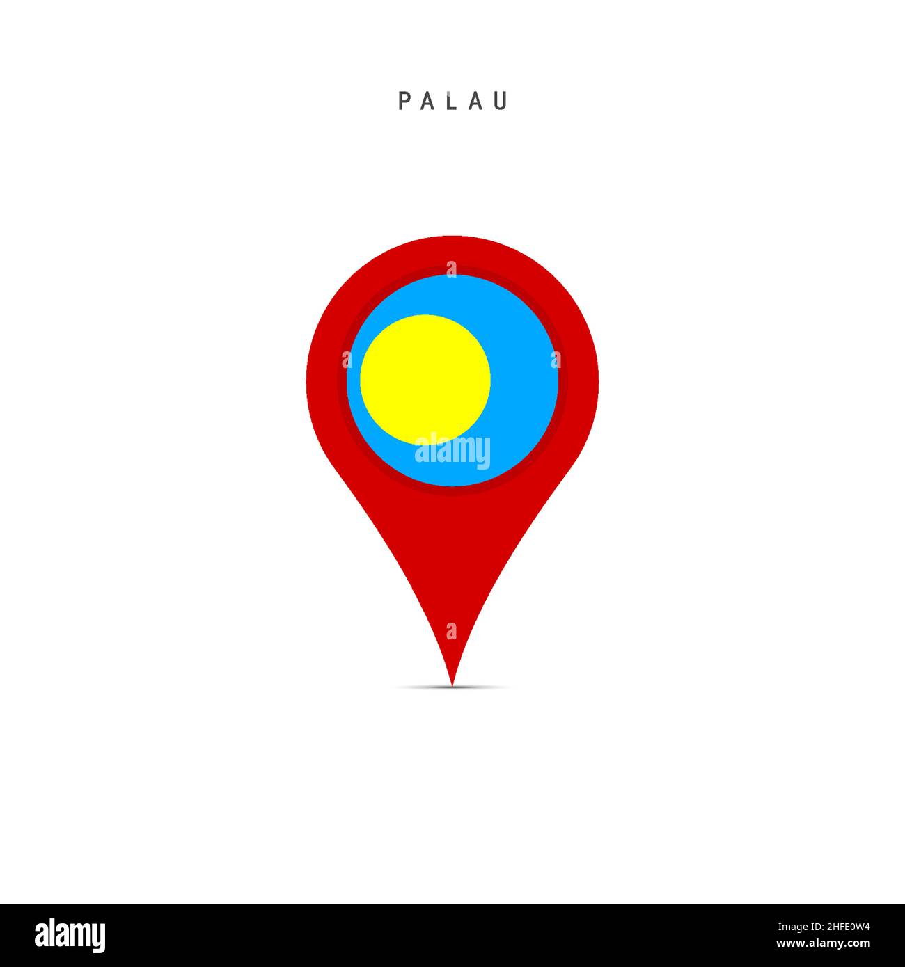 Teardrop map marker with flag of Palau. Palauan flag inserted in the ...