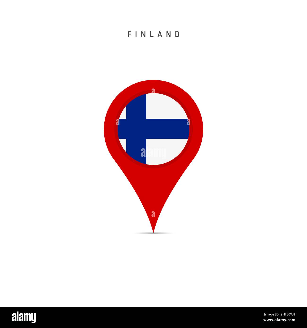 Teardrop map marker with flag of Finland. Finnish flag inserted in the ...