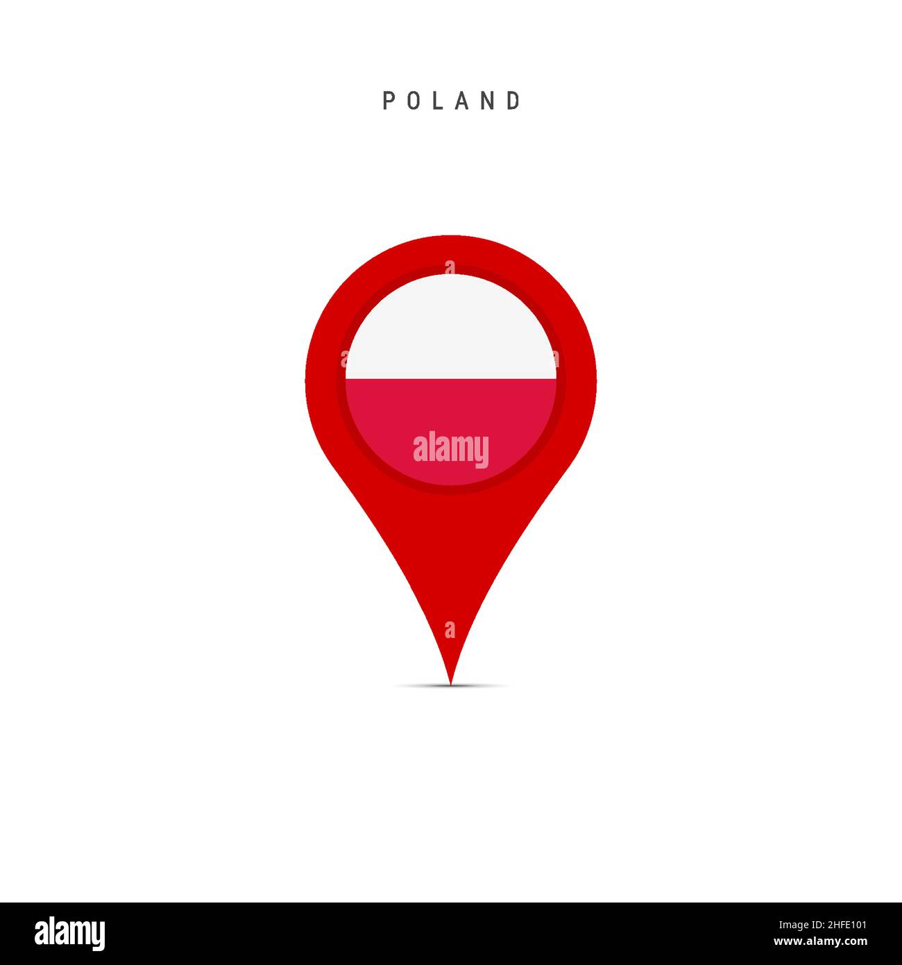 Teardrop map marker with flag of Poland. Polish flag inserted in the location map pin. Flat ...