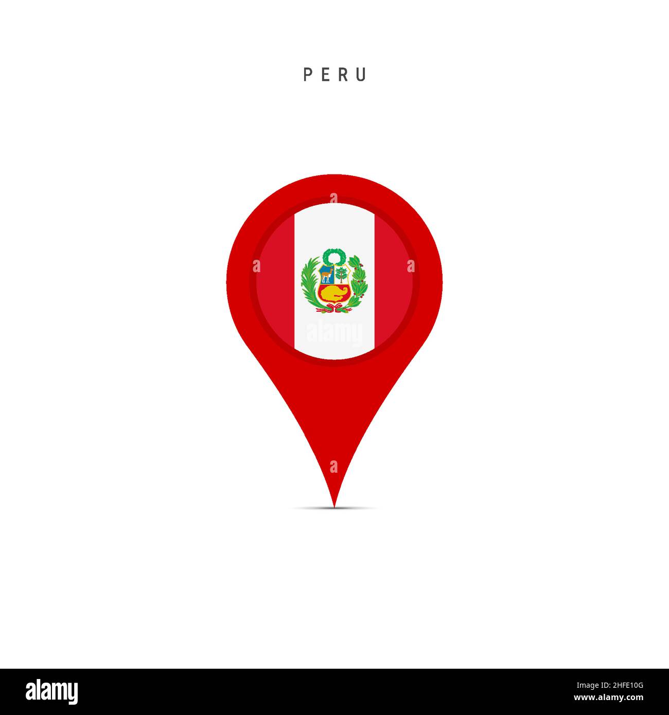 Teardrop map marker with flag of Peru. Peruvian flag inserted in the ...