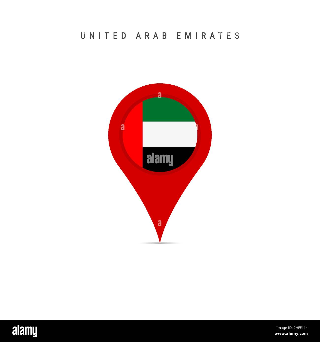 Teardrop map marker with flag of United Arab Emirates. UAE flag ...