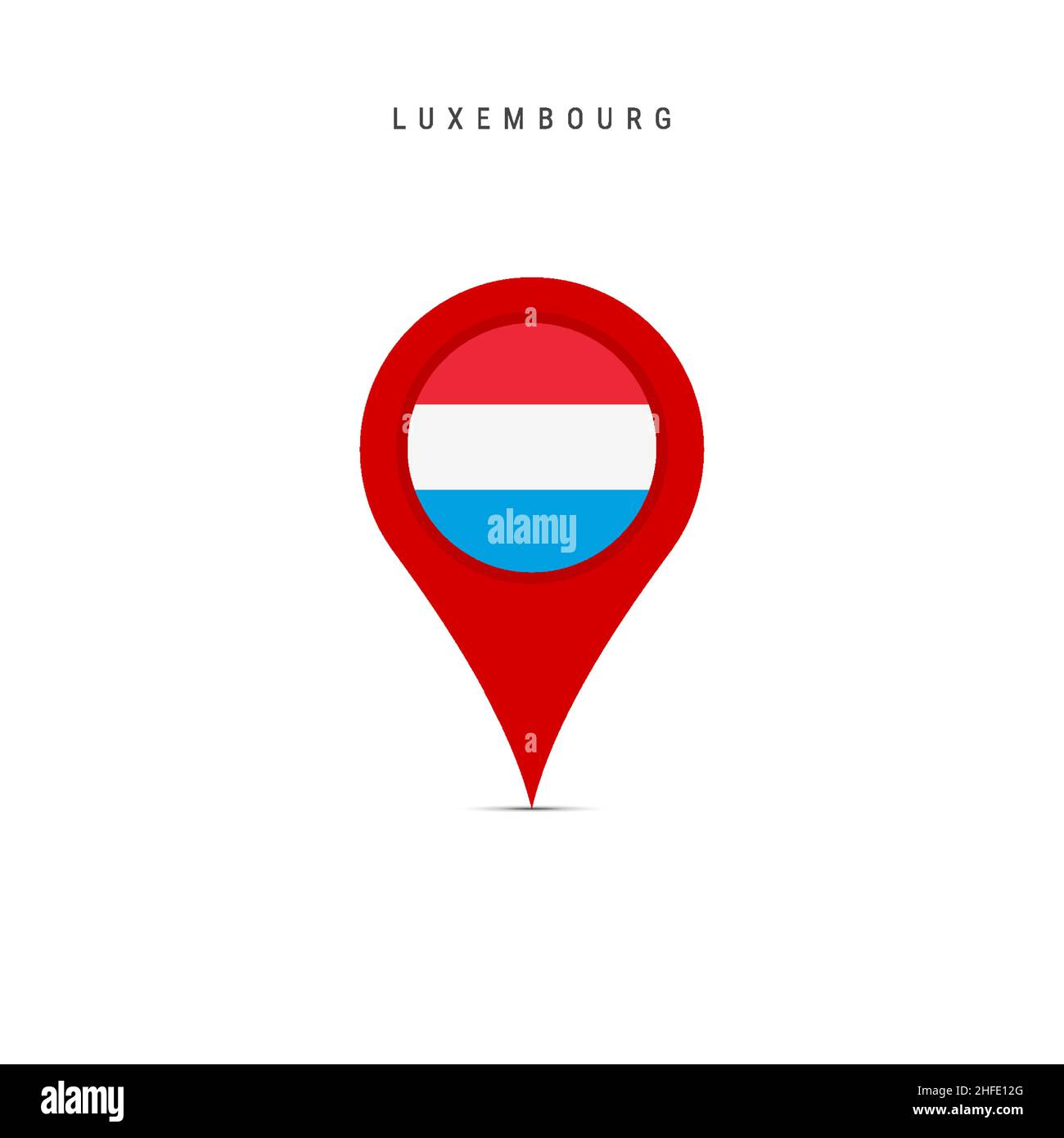 Teardrop map marker with flag of Luxembourg. Luxembourgish flag inserted in the location map pin ...