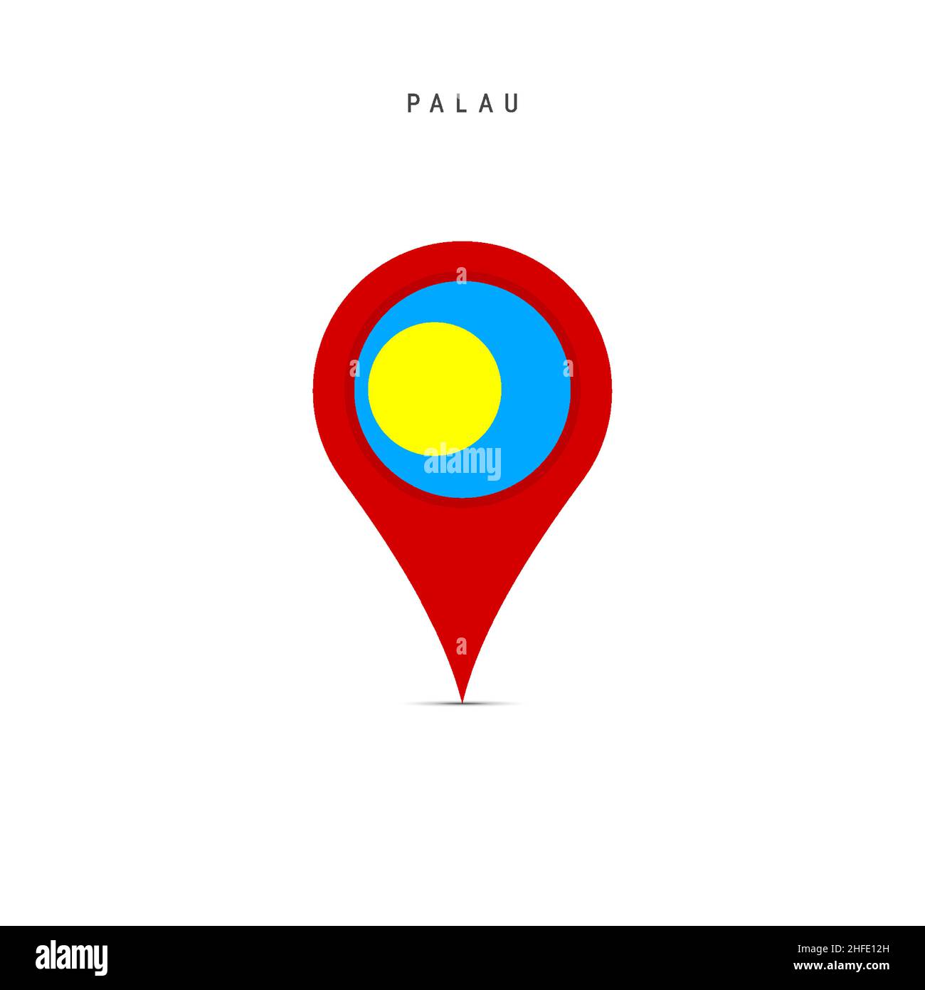 Teardrop map marker with flag of Palau. Palauan flag inserted in the location map pin. Flat ...