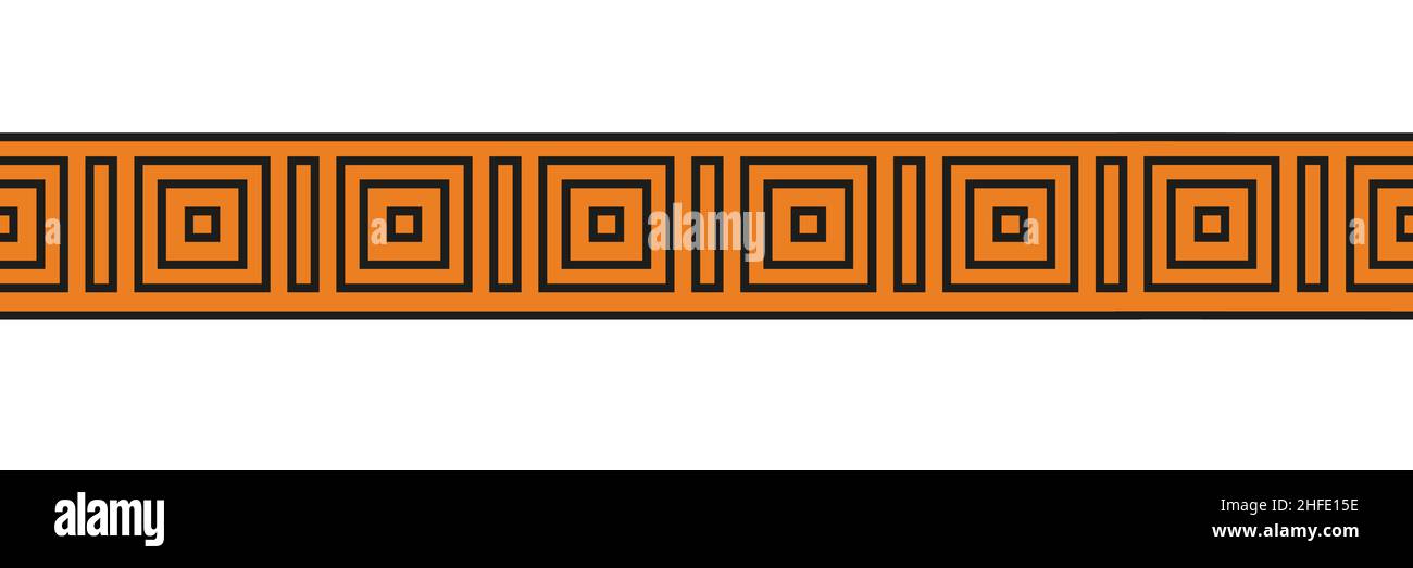 Seamless meander patterns. Greek meandros, fret or key. Orange ornament ...