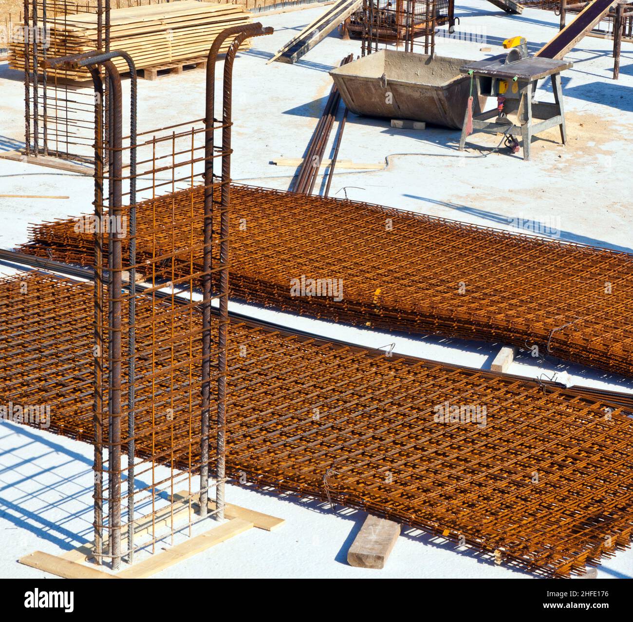material at a construction site for the base of a new house Stock Photo ...