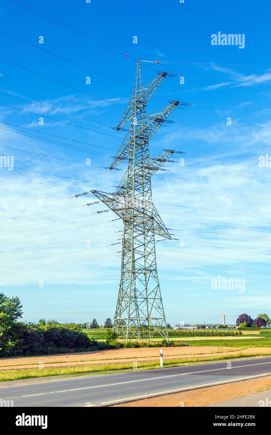 electrical tower in landscape with street Stock Photo - Alamy