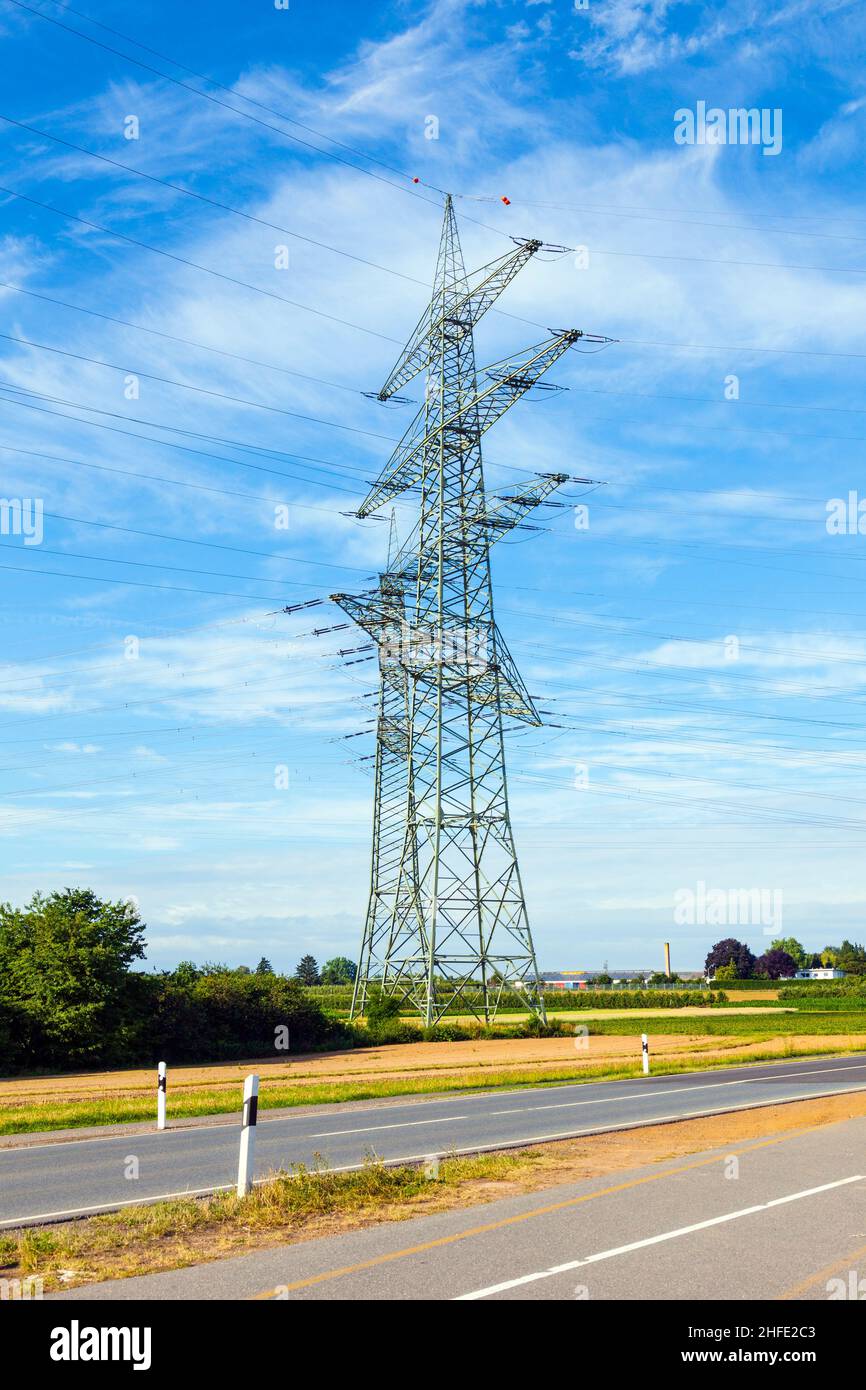 electrical tower in landscape with street Stock Photo - Alamy