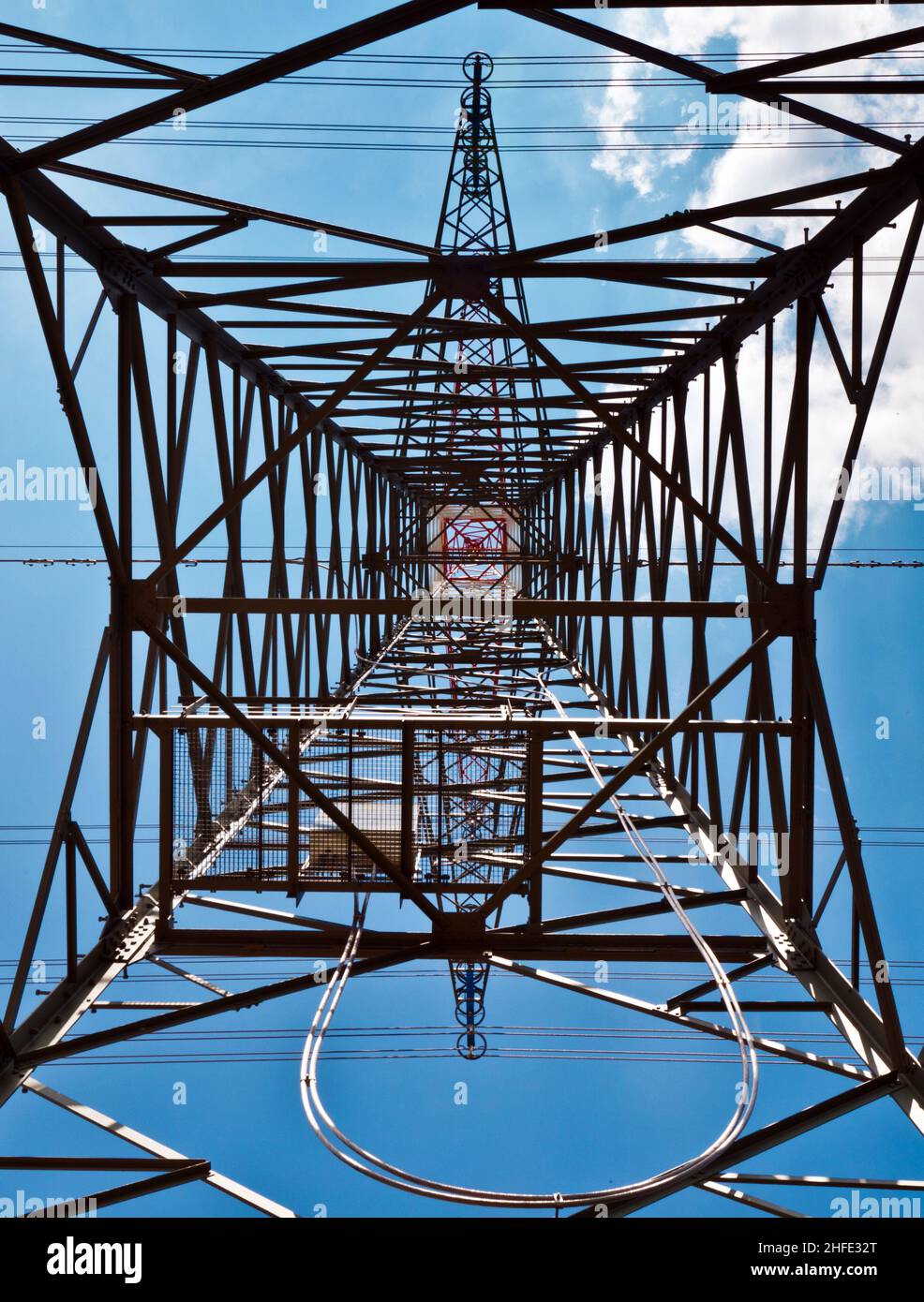 electricity tower with blue sky Stock Photo - Alamy