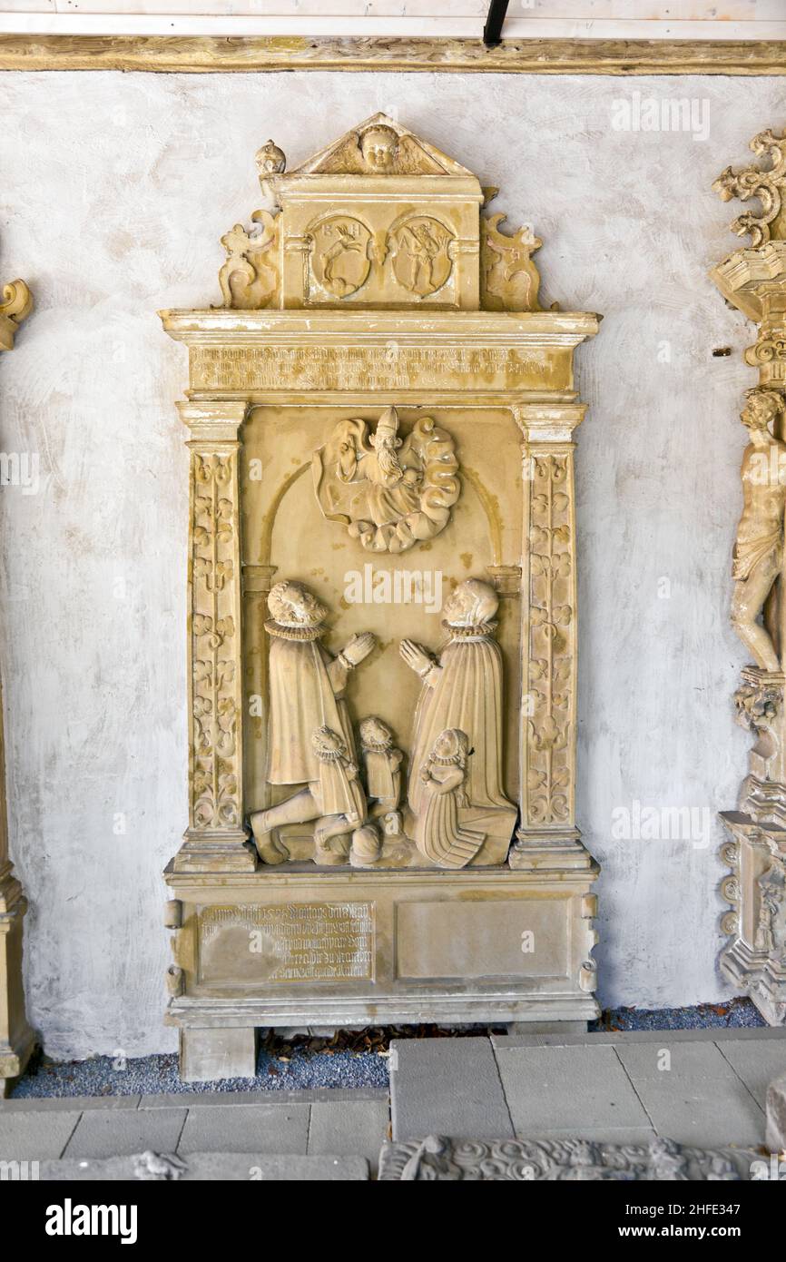 historic gravestones in cemetery of medieval city marktbreit Stock ...