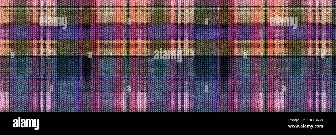 Classic winter tartan knit wool plaid seamless edging border. Retro ...