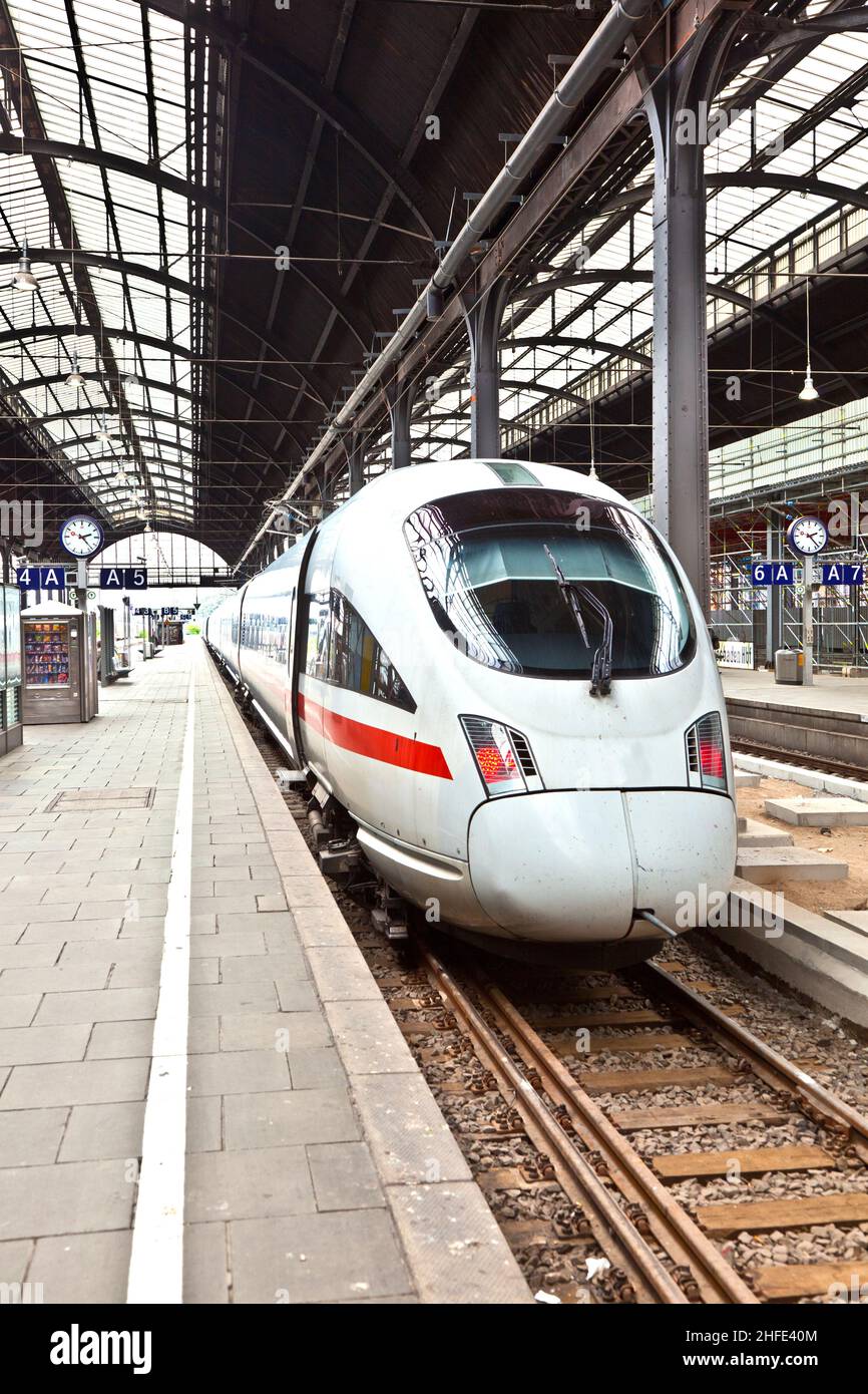 modern superspeed railway in train station Stock Photo - Alamy