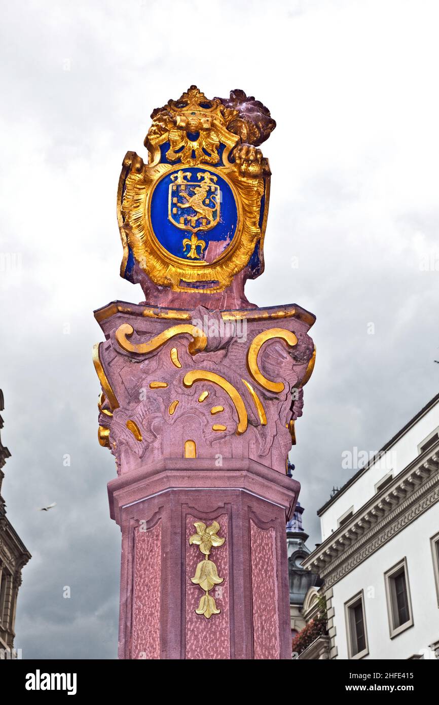 the lion at the Schlossplatz in Wiesbaden is the emblem for Hesse in ...
