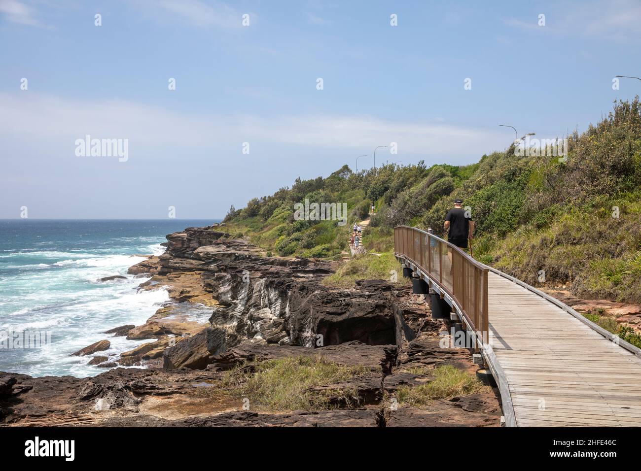 Curl Curl Sydney coastline and boardwalk along the coast between Curl ...