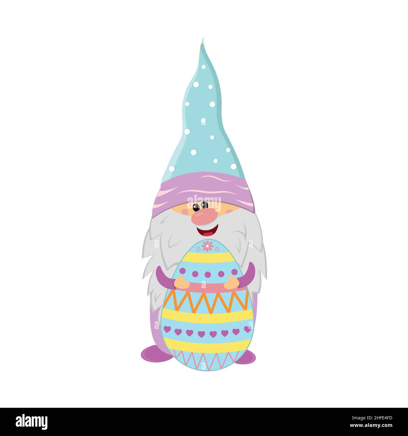 Easter gnome holding egg with ornament, cute character, vector ...