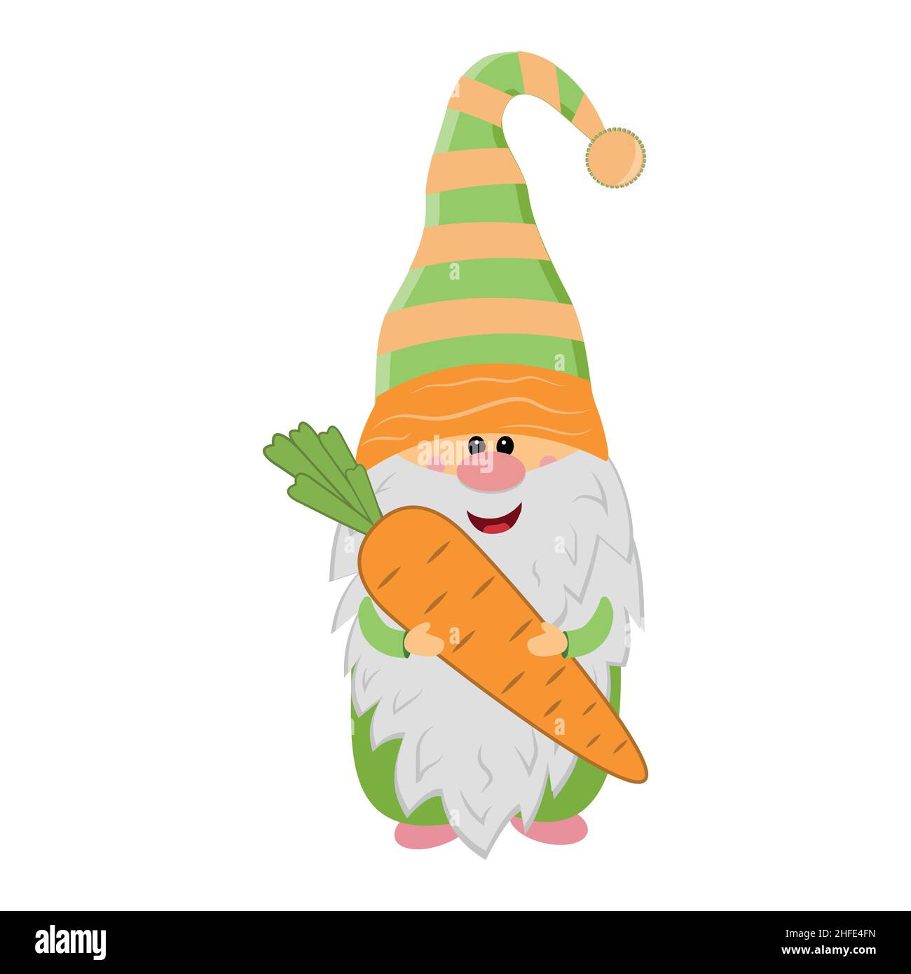 Easter Gnome Holding A Carrot Cute Character Vector Illustration
